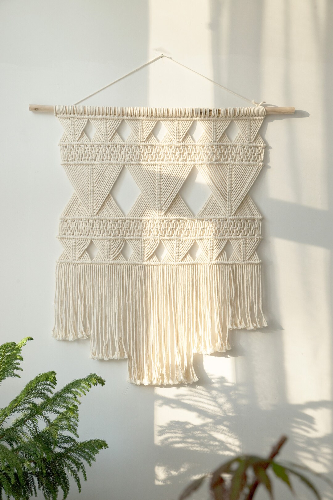 Large Macrame Wall Hanging Geometric Macrame Headboard Boho Bedroom ...