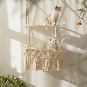 Cat Wall Furniture Modern Cat Furniture Cat Shelves Macrame Cat Hammock ...