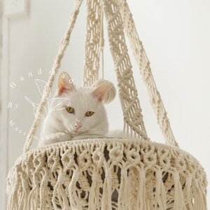 Macrame Cat Bed Macrame Cat Hammock Hanging Cat Swing Large Cat Tree Boho Cat Furniture Cat ...