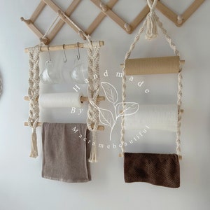 Macrame Paper Towel Holder Kitchen Towel Rack Wall Mounted Paper Towel ...