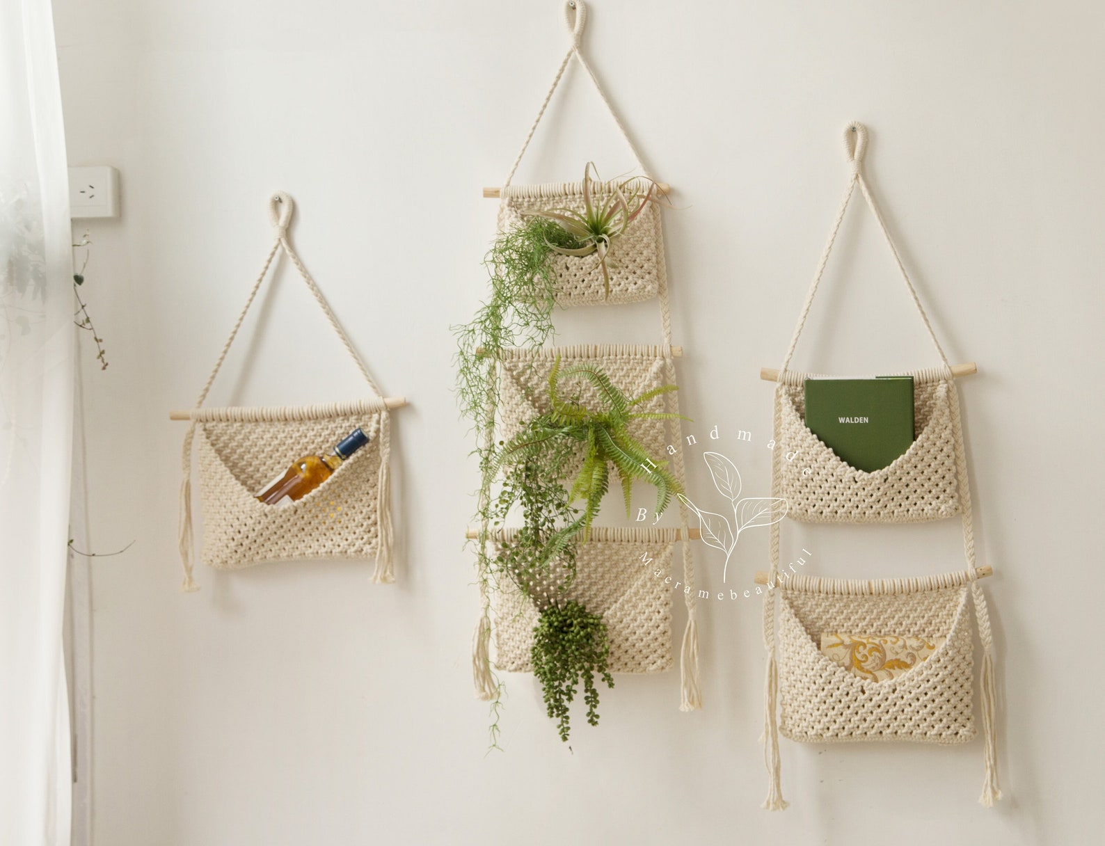 Macrame Hanging Basket Hanging Wall Basket Macrame Mail - Etsy