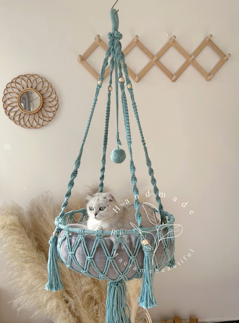 Cat Hammock Cat Tree Macrame Cat Hammock Boho Cat Bed Cat Swing Pet ...