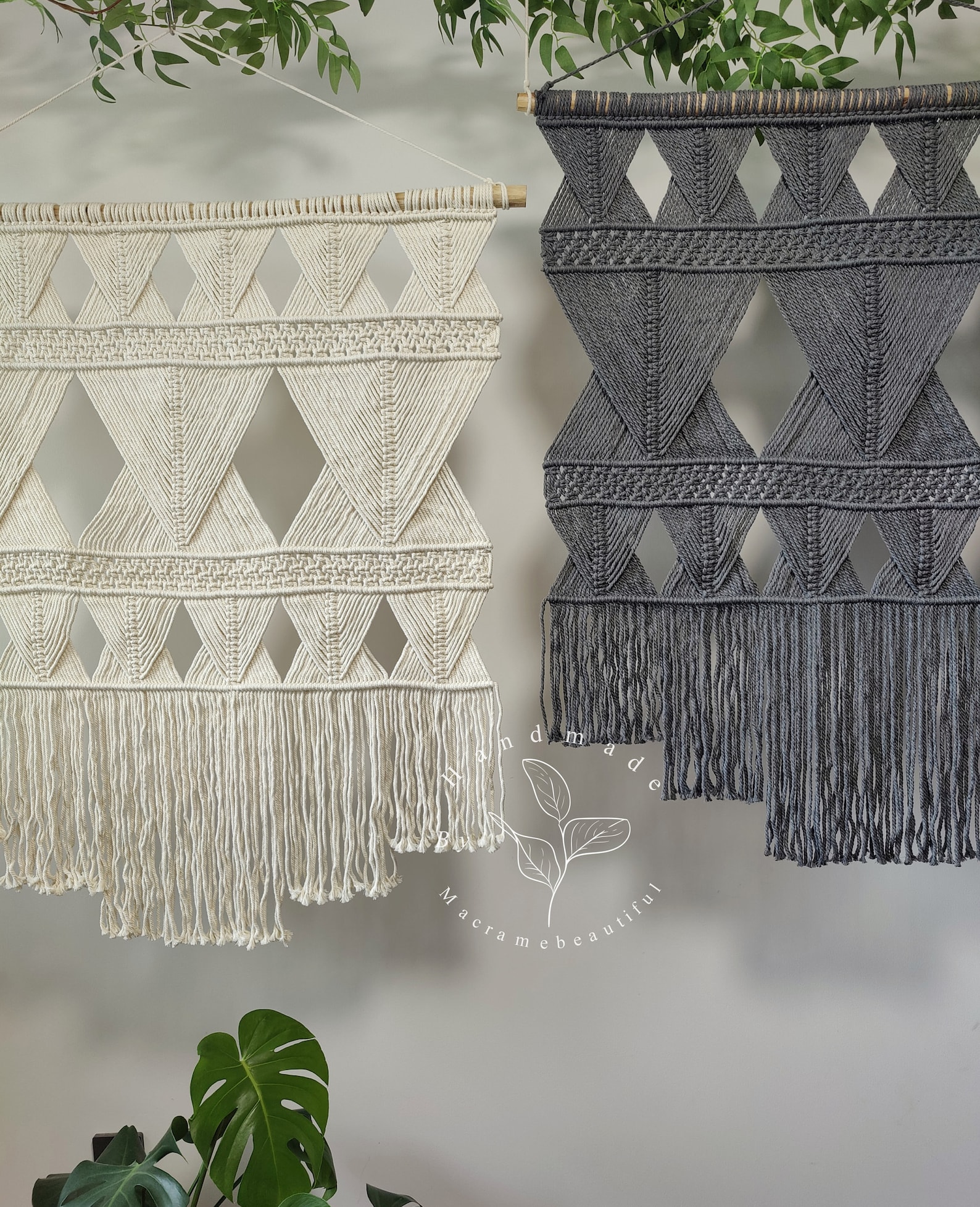 Large Macrame Wall Hanging Geometric Macrame Headboard Boho - Etsy