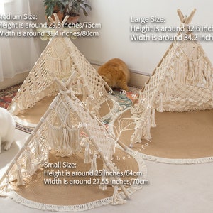 Cat Tent Bed Macrame Pet Teepee With Mat Dog Tent Pet Adventure Tent ...