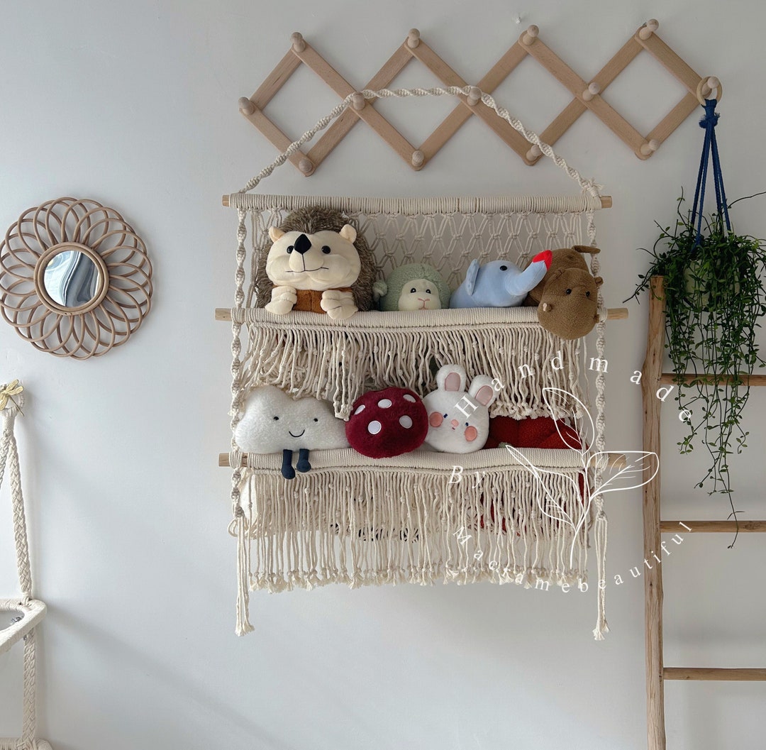 Boho Toy Hammock Macrame Stuff Animal Net Nursery Decor Hanging Toy ...