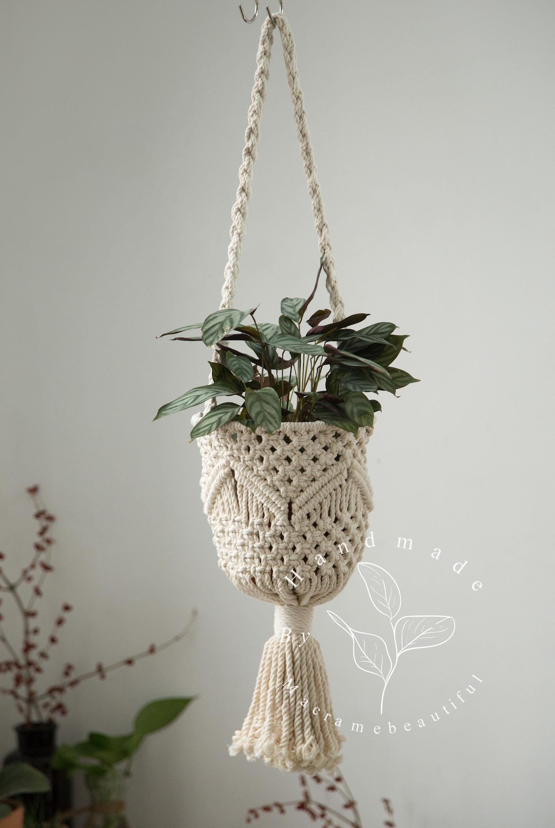 Large Macrame Plant Hanger Boho Hanging Basket Wall Hanging Planter ...