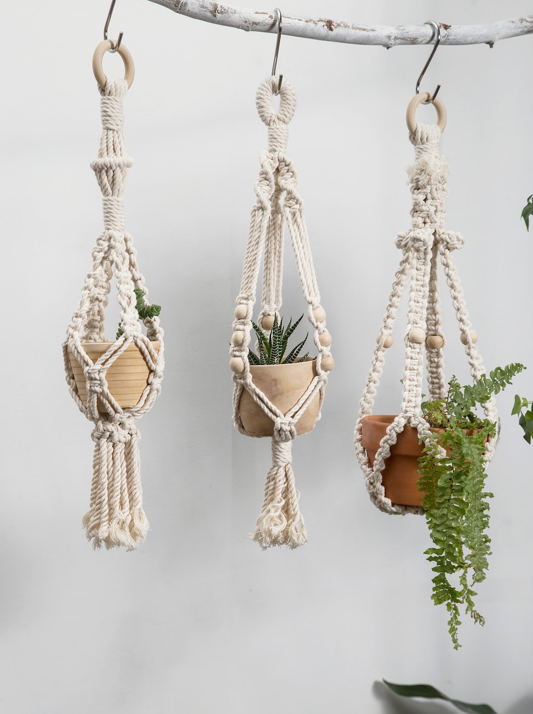 Small Macrame Plant Hanger Short Hanging Planter Mini Wall Planter ...