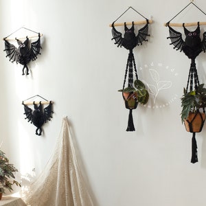 Macrame Bat Plant Hanger Macrame Bat Wall Hanging Dark Academia Gothic ...