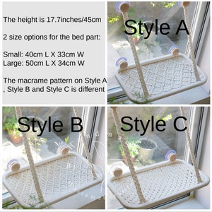 Comfy Cat Window Perch Macrame Cat Hammock for Wall or Window 2 Sizes ...