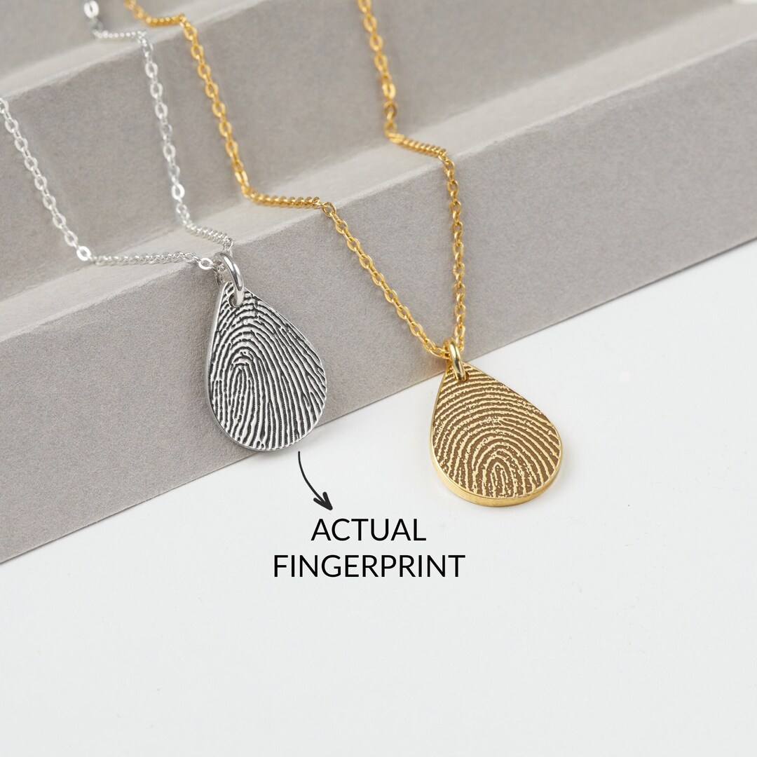 Fingerprint Teardrop Jewelry, Custom Thumbprint Necklace, Thumbprint ...