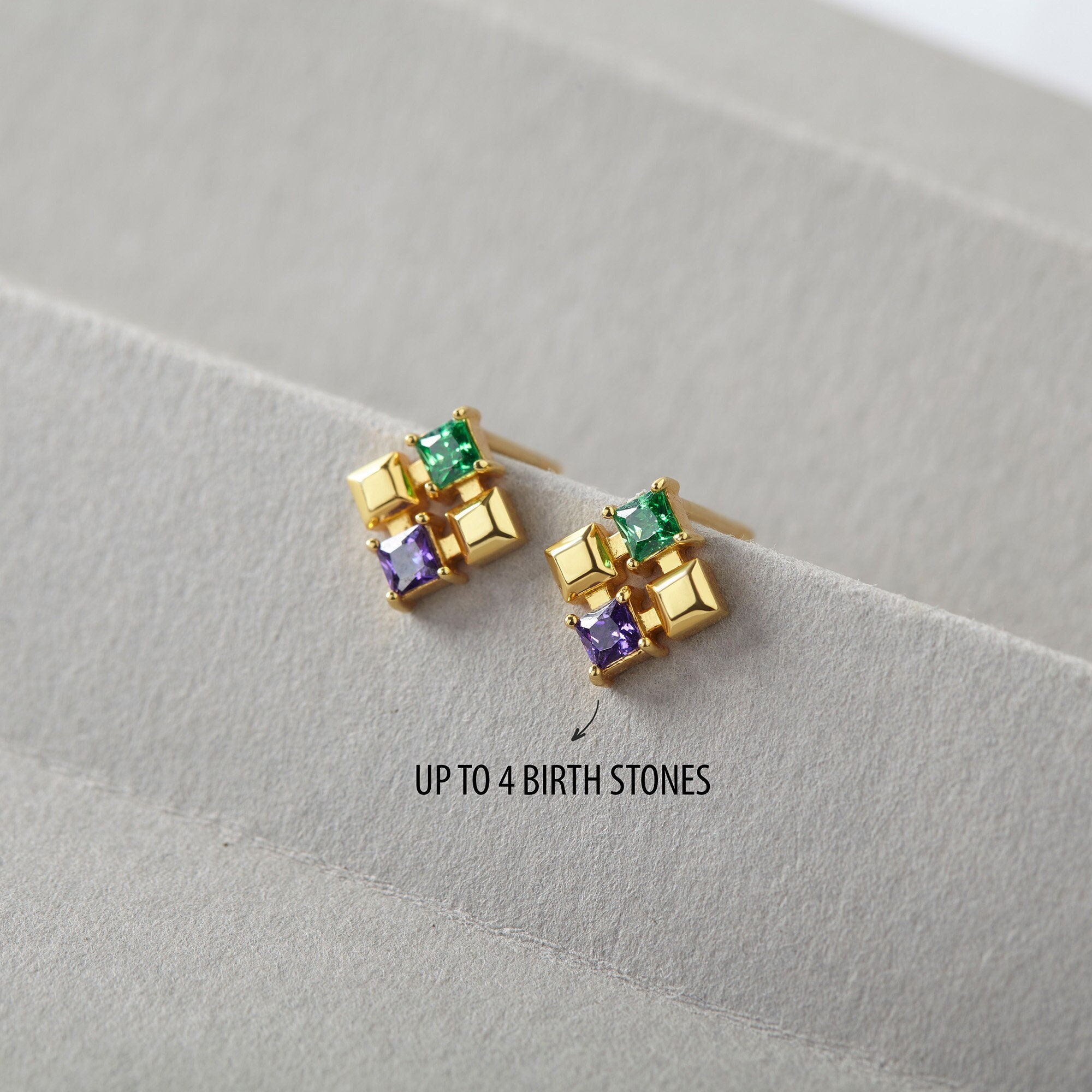 Custom Birthstone Earrings Studs, Custom Gift for Mom Birthday ...