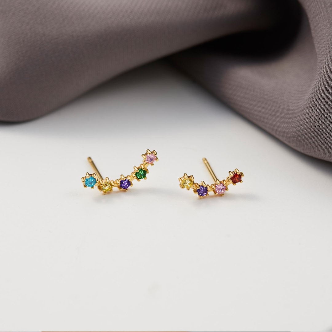 Personalized Birthstone Studs: Mom Earrings, Birthday Jewelry Gift for ...