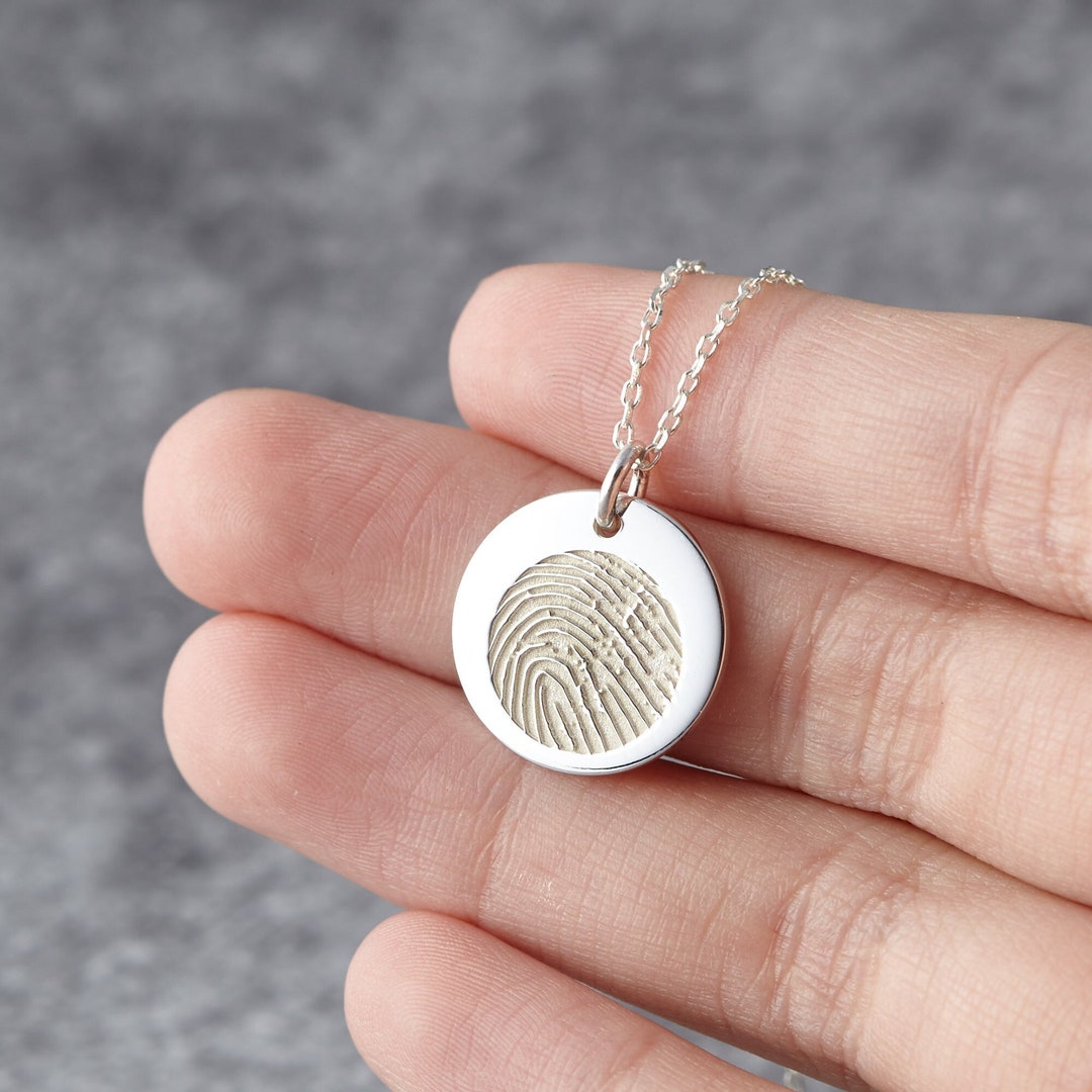 Fingerprint Engraved Necklace Gift, Dainty Thumbprint Necklace ...