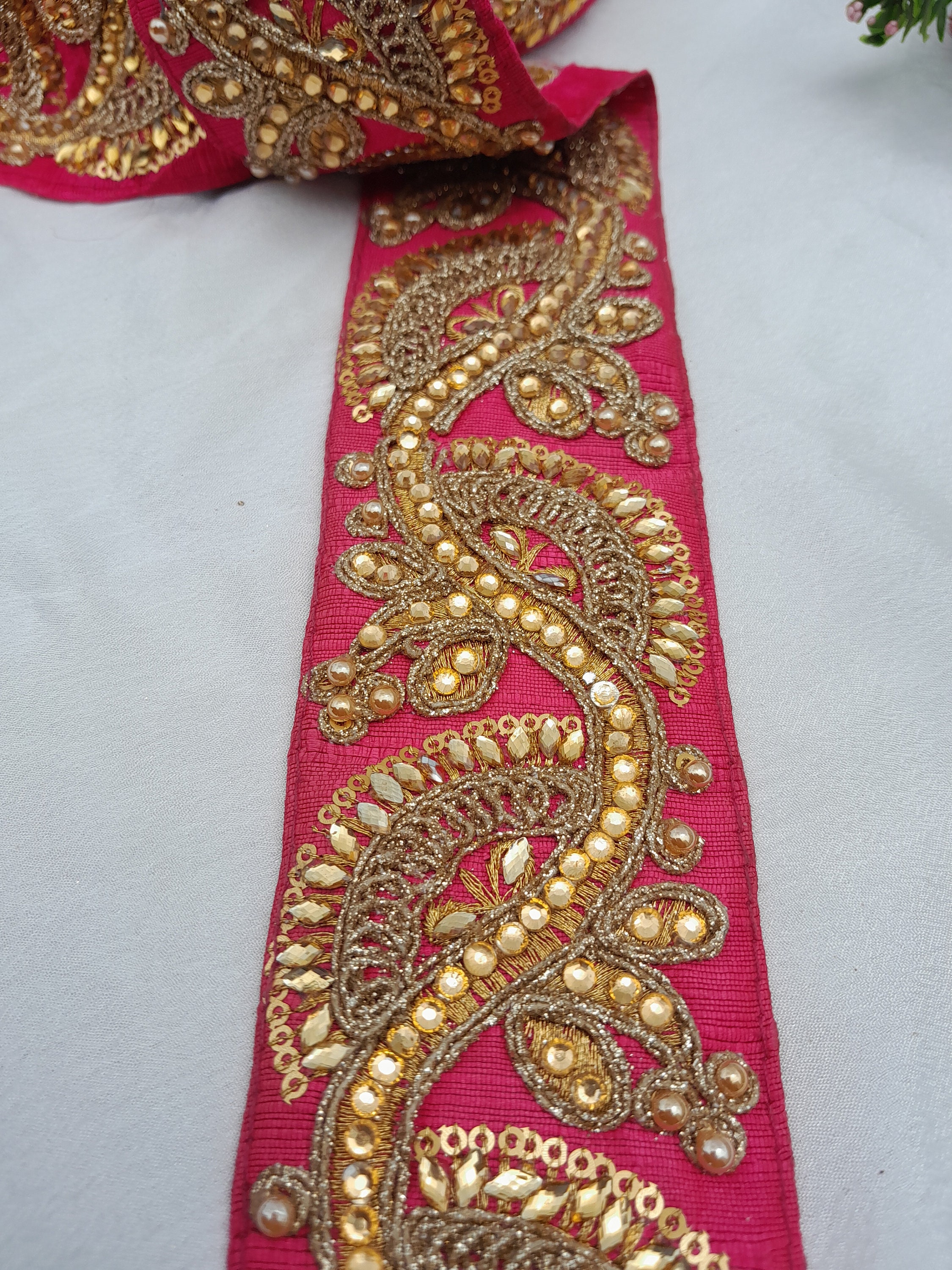 Zari Based Stone Work Lace Hand Made Lace Trim for Extraordinary Look ...