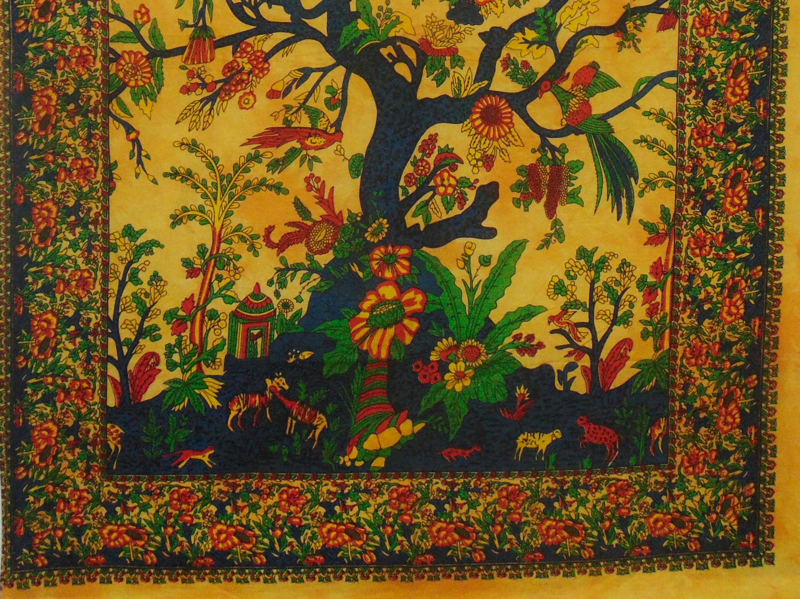 Indian Tree of Life Wall Hanging Poster Tree of Life Yellow | Etsy