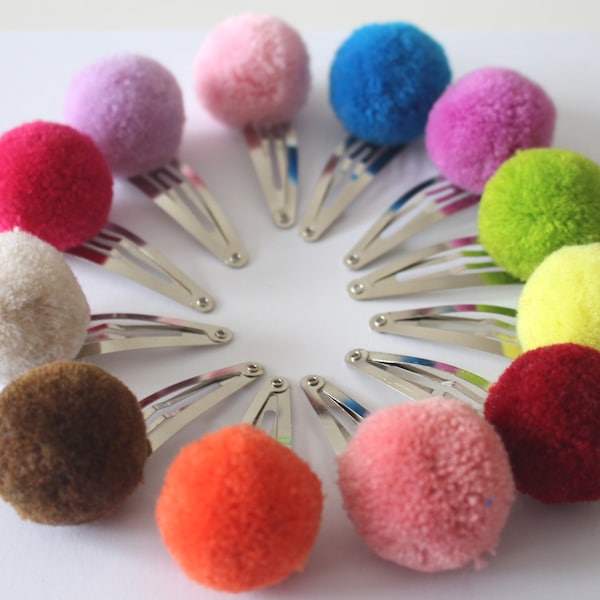 Pom Pom Hair Clips - Etsy