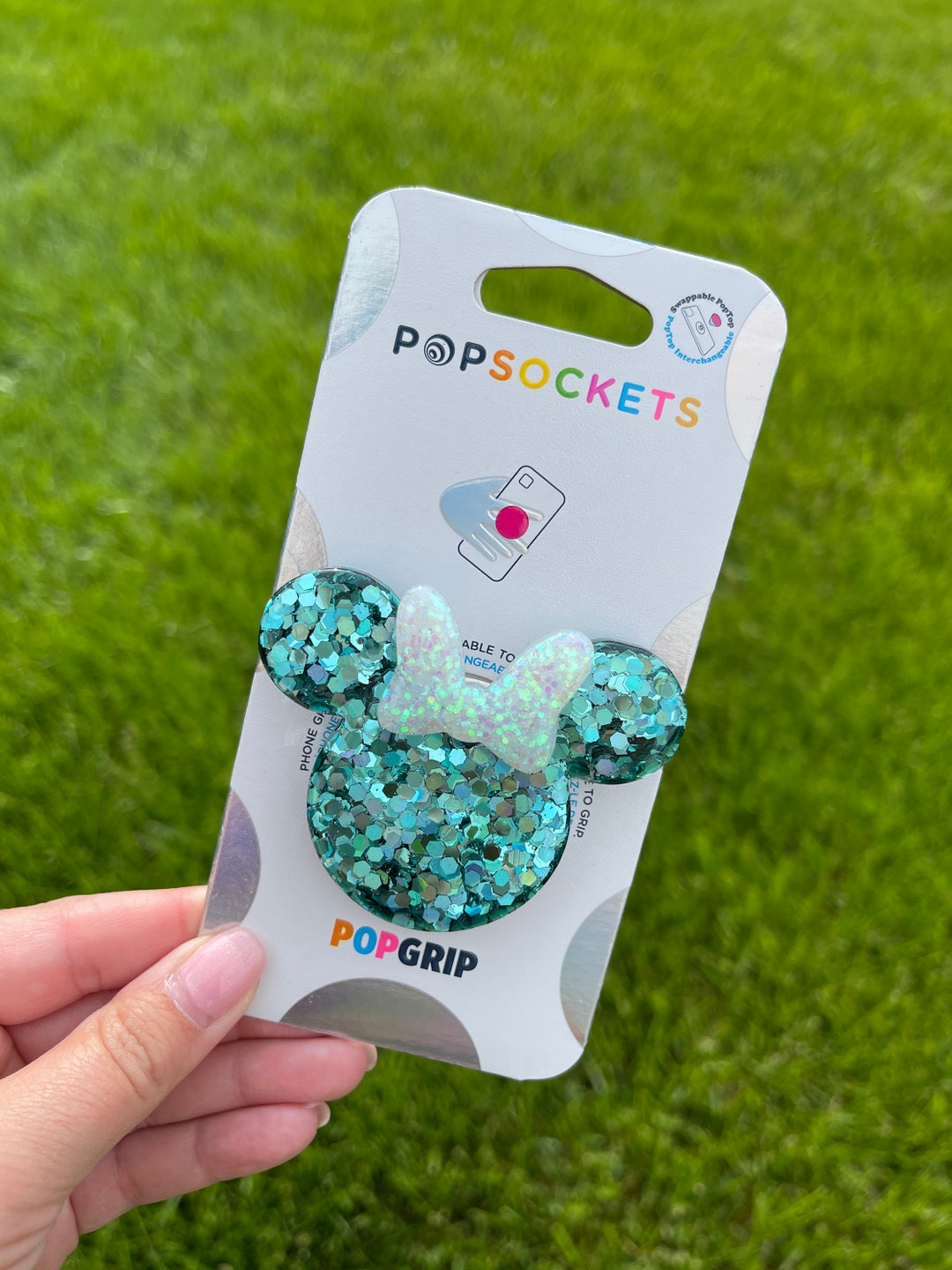 Teal Confetti Minnie Inspired Popsocket Disney Pop Socket Mickey Phone ...