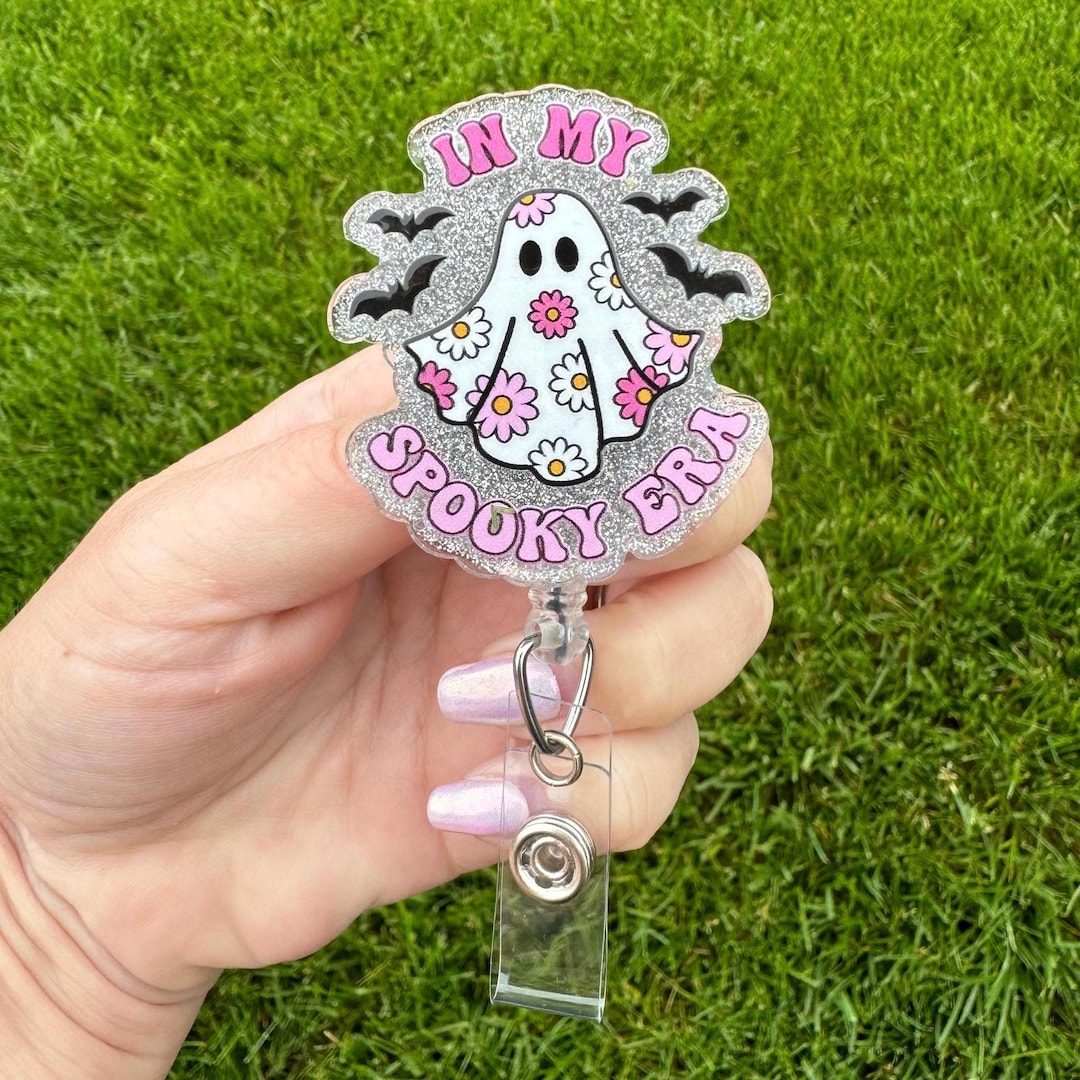 Spooky Era Ghost Badge Reel | Cute Fall Badge Clip | Badge Holder | ID ...