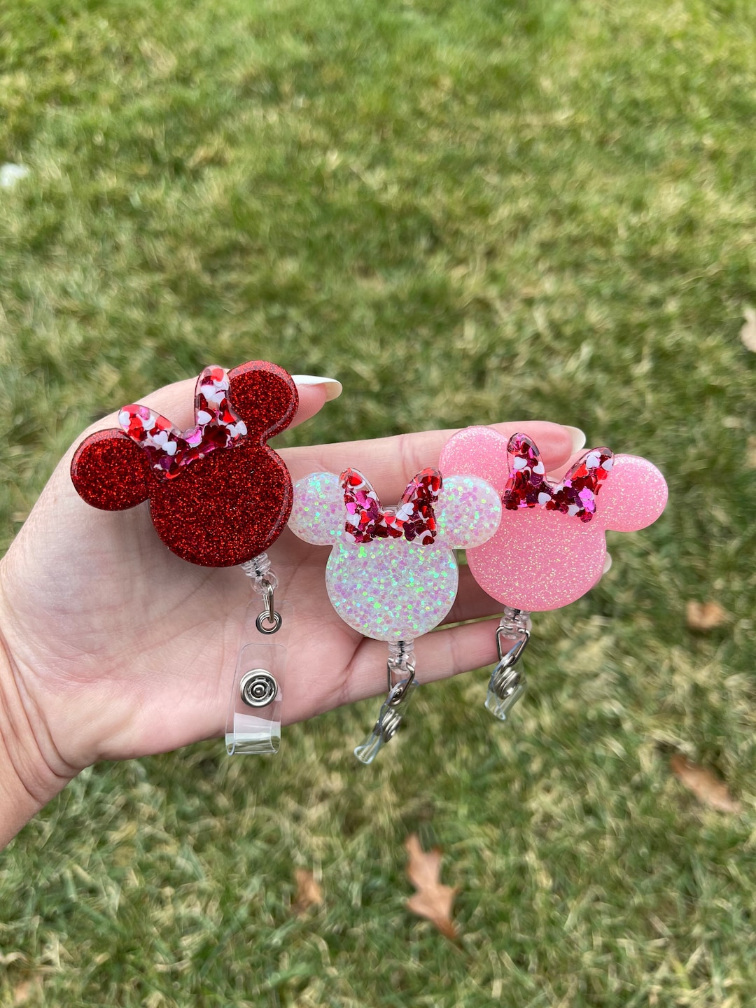 Valentines Minnie Badge Reel | Disney Badge Holder | Retractable Badge ...