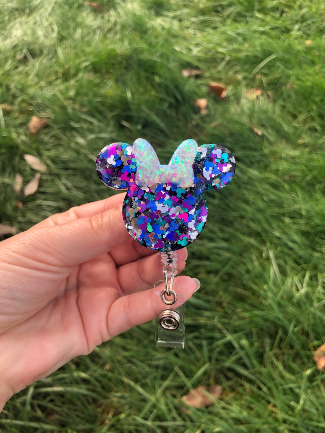 Minnie Inspired Mickey Confetti Badge Reel | Disney Badge Reel | Badge ...
