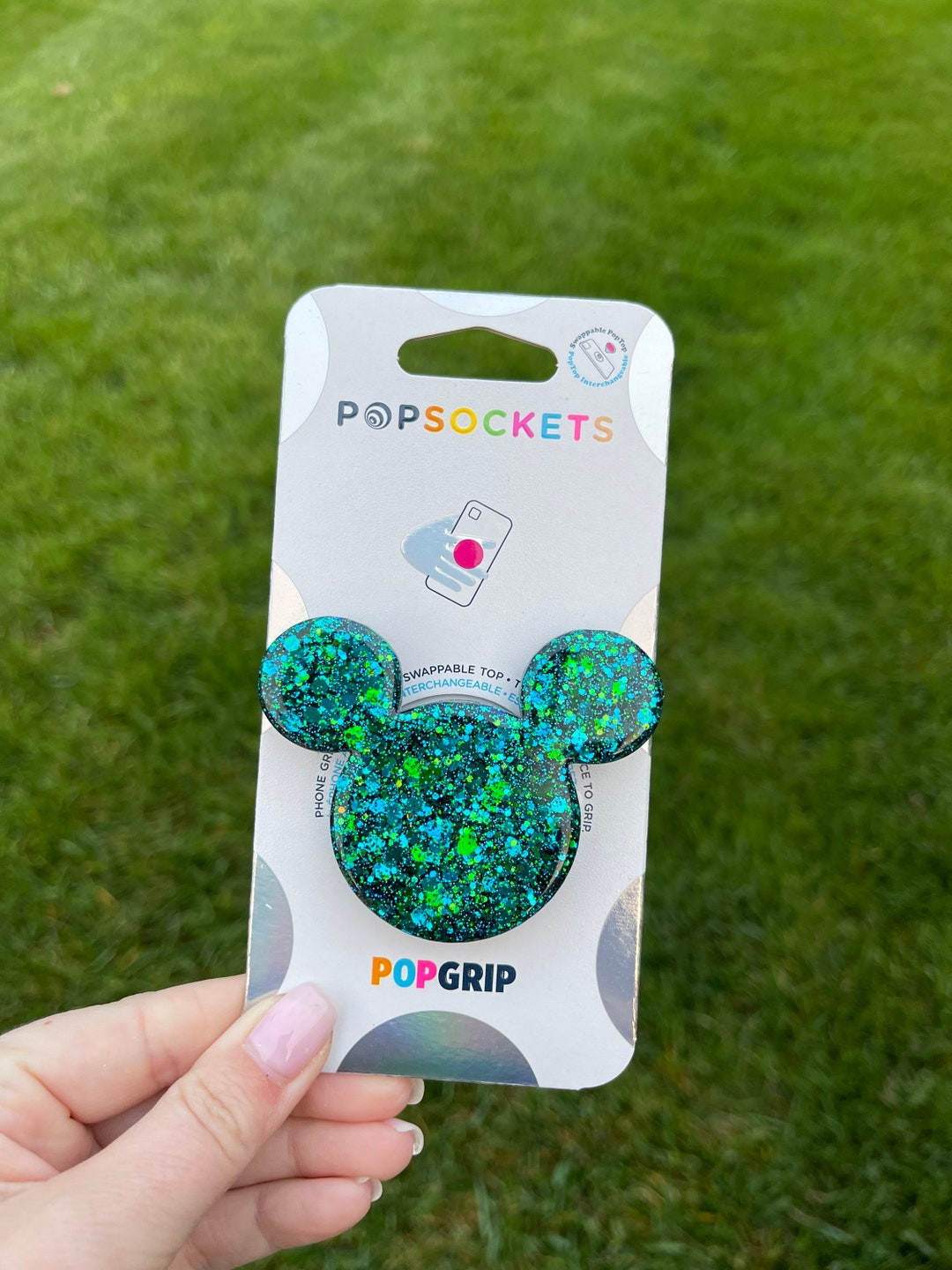 Green and Blue Glitter Mickey Inspired Popsocket Pop Socket Phone Grip ...