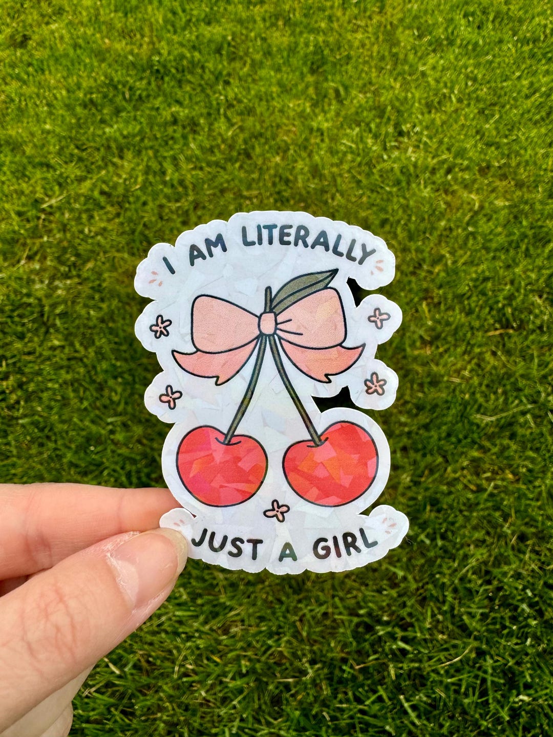 Literally Just a Girl Holographic Waterproof Sticker | Durable Vinyl ...