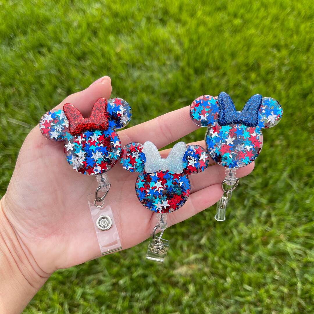 Stars Minnie Inspired Badge Reel | Disney Badge Holder | Badge Clip ...