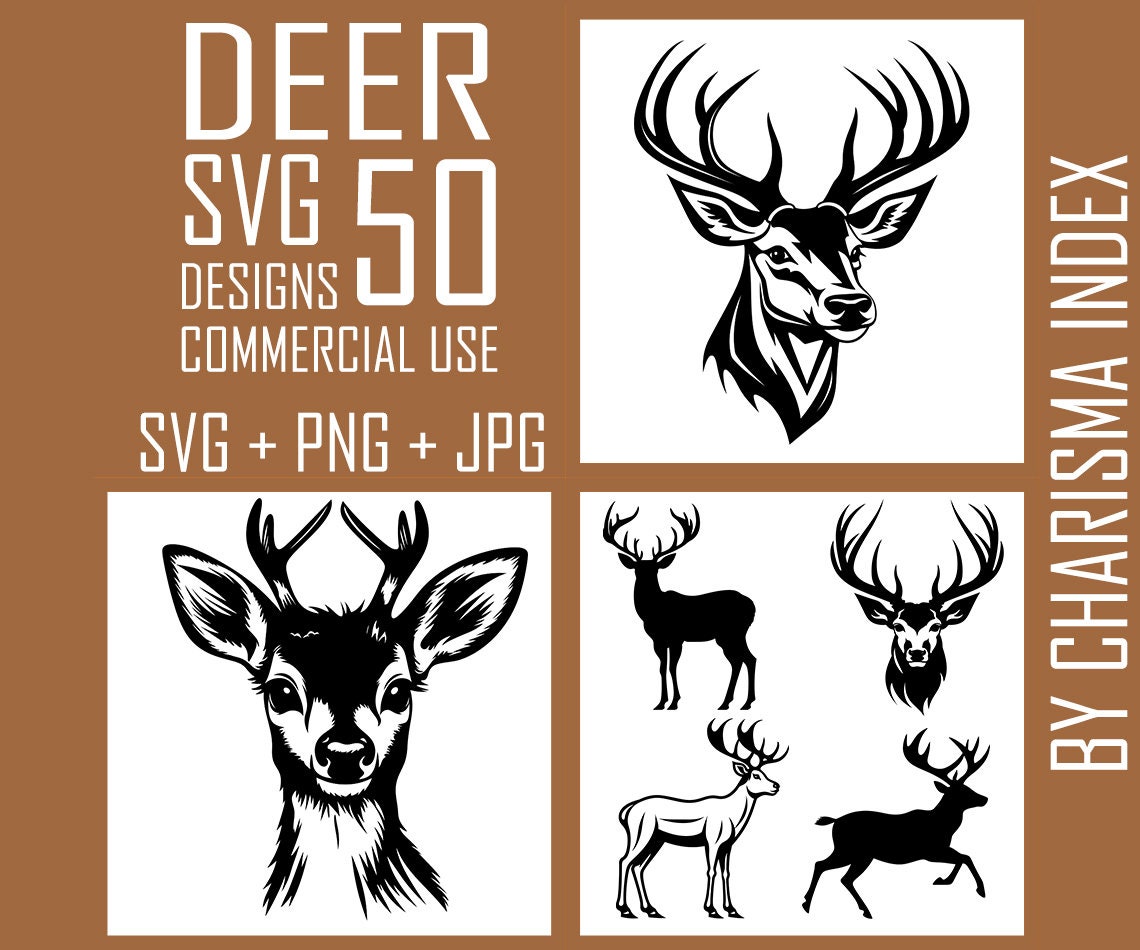 Deer SVG Bundle, Deer Silhouette, Deer Vector, Deer Head Svg, Baby Deer ...