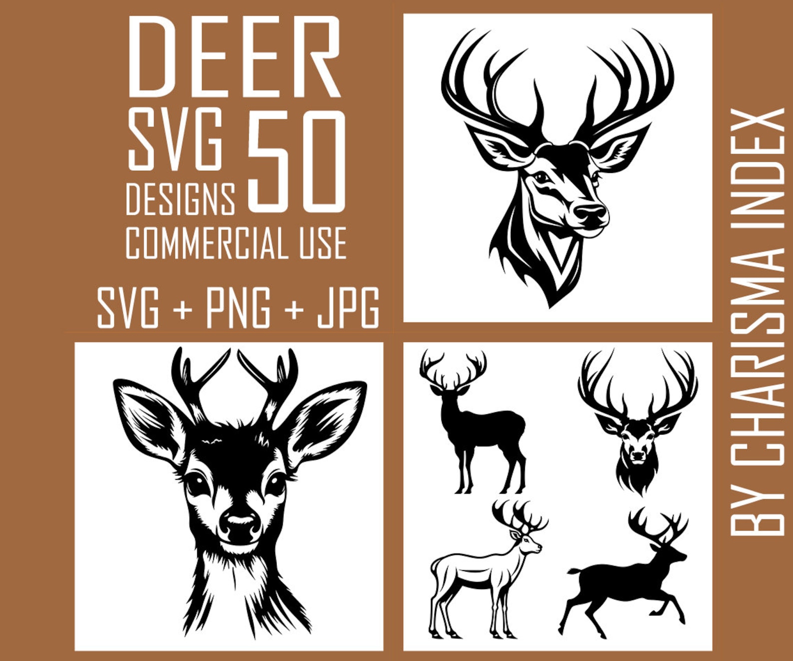 Deer SVG Bundle, Deer Silhouette, Deer Vector, Deer Head Svg, Baby Deer ...