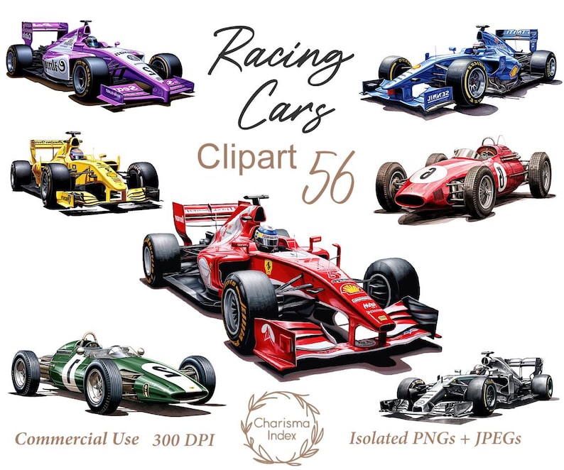 Watercolor Racing Cars 56 PNG, Race Cars Clipart Bundle, Racing Vehicle ...