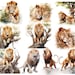 Watercolor Lion Pack PNG, Lion Clipart Bundle, Lion Sublimation Designs ...