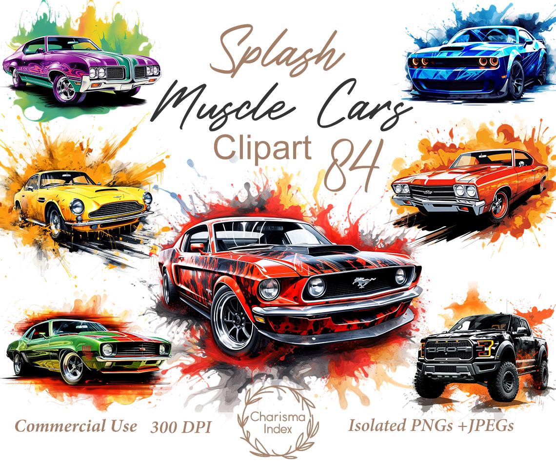 Splash Muscle Cars 84 PNG, Splash Vehicles Clipart Bundle, Hot Rod Car ...