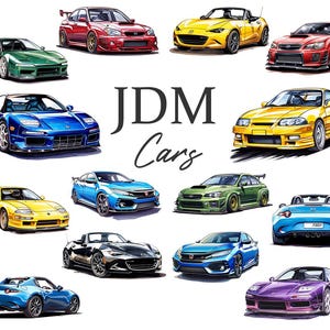 Watercolor JDM Cars 70 PNG, Japanese Tuned Vehicles Clipart Bundle ...