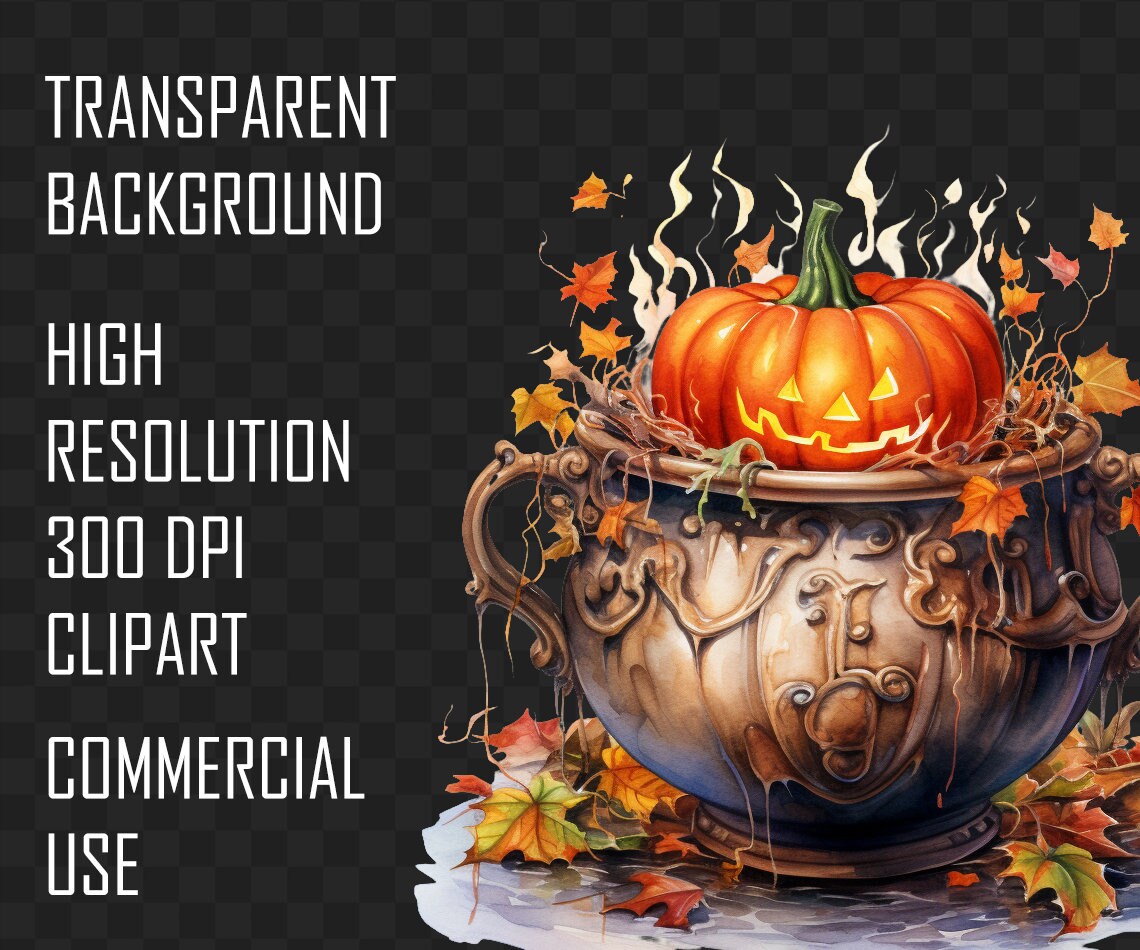 Spooky Halloween PNG Clipart Bundle 100 Watercolor Halloween Designs ...