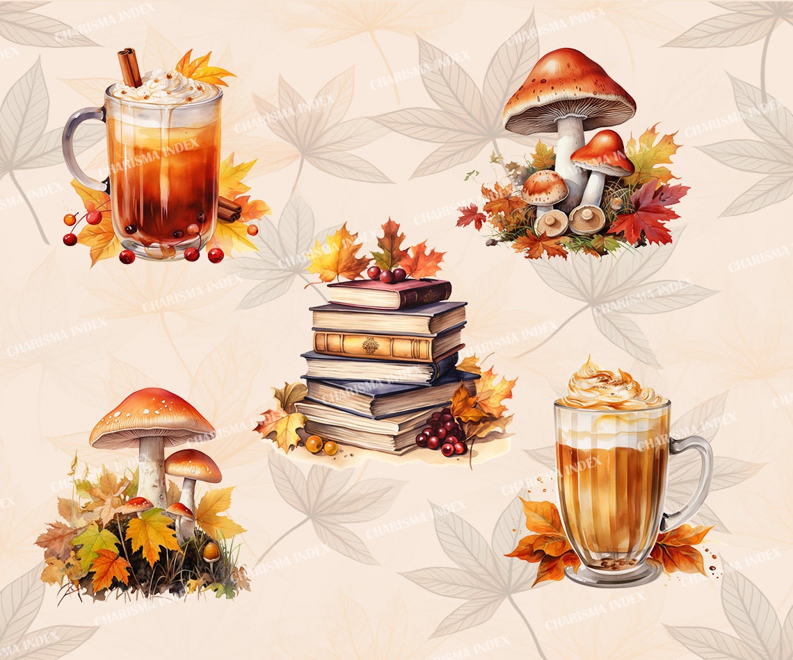 Watercolor Autumn Fall PNG Clipart Bundle Vibrant Autumn - Etsy