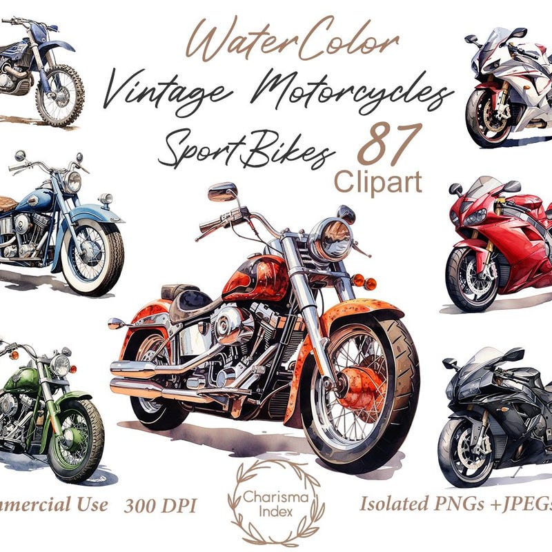 Motorcycle Clipart Bundle - Etsy