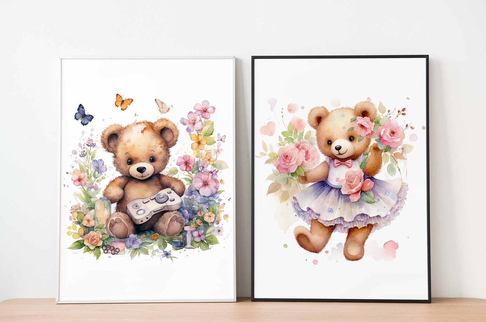 Floral Teddy Bear PNG Clipart Bundle 90 Watercolor Teddy Bear With ...