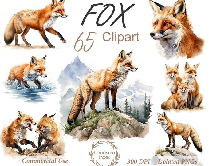 Fox Clip Art, Cute Little Baby Fox, Mommy, Woodland Vector Clipart Png ...