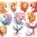 Magical Phoenix Watercolor PNG Set, Mythical Phoenix 30 Clipart Bundle ...