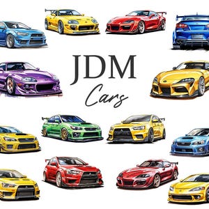 Watercolor JDM Cars 70 PNG, Japanese Tuned Vehicles Clipart Bundle ...