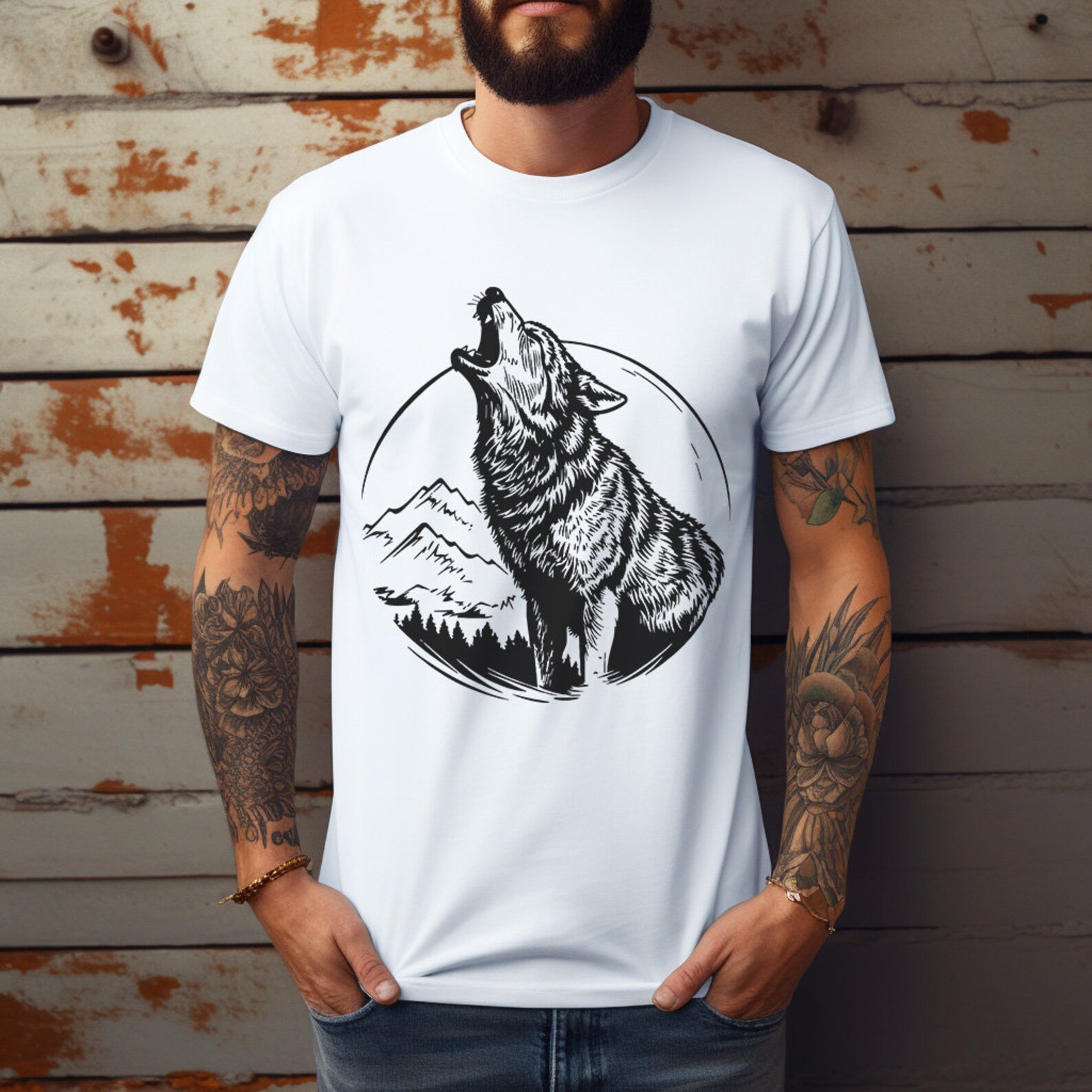 Wolf Pack SVG Clipart Bundle, Wolves Set Vector Clip Art, Vintage Wolf ...