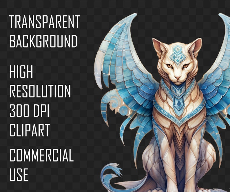 Sphinx Watercolor PNG Set, Mythical Sphinx of 10 Clipart Bundle, Sphinx ...