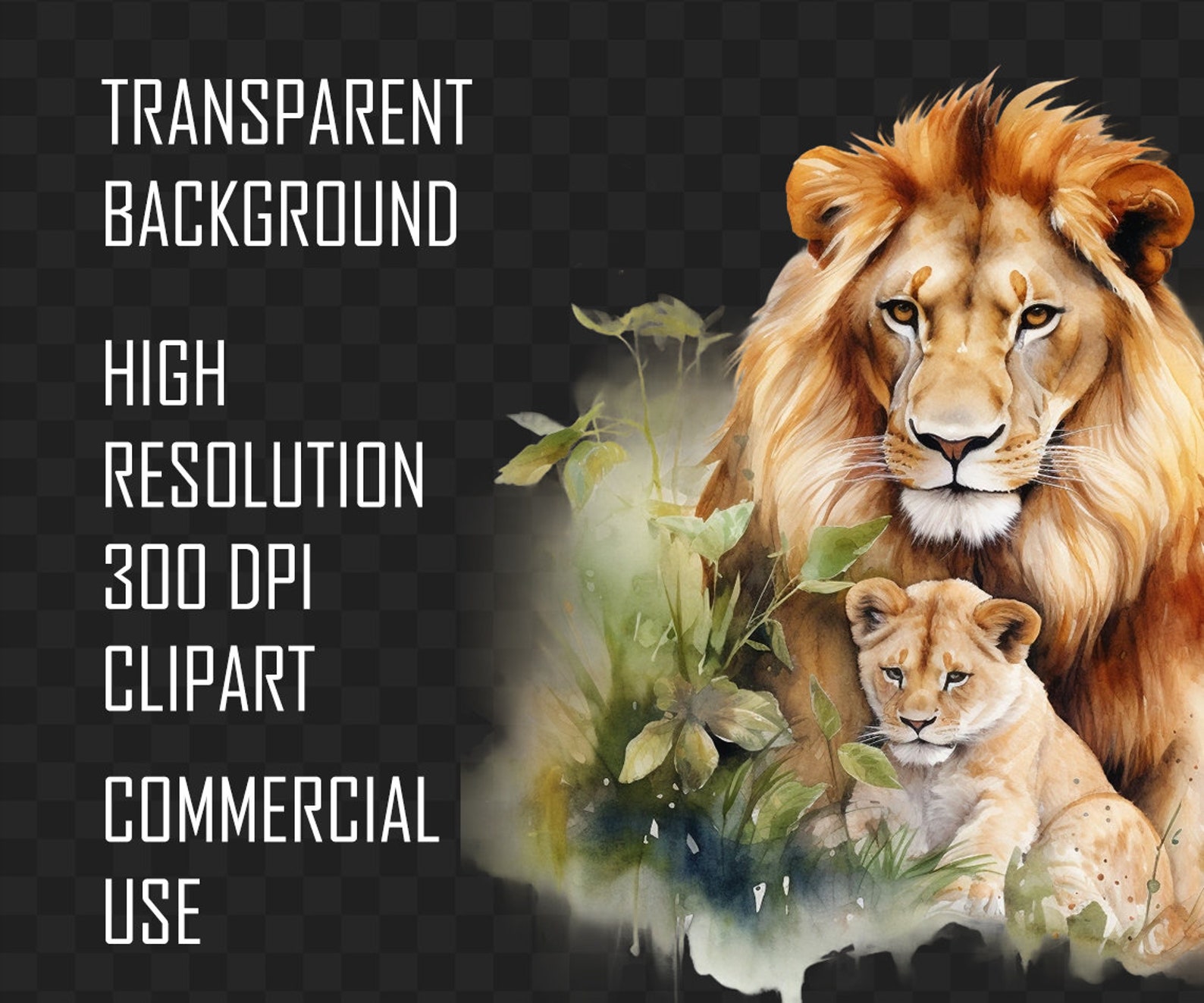 Watercolor Lion Pack PNG, Lion Clipart Bundle, Lion Sublimation Designs ...