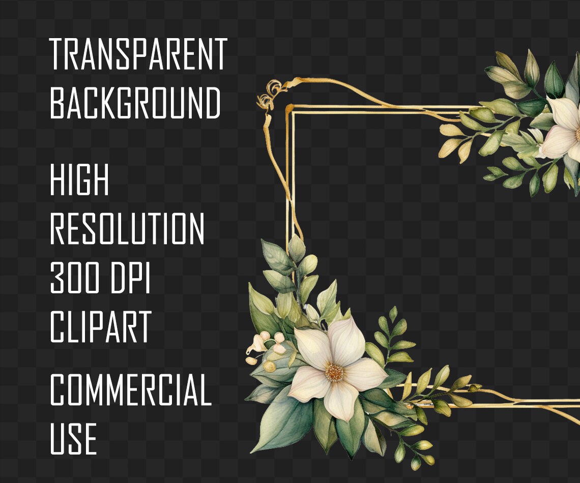 Greenery PNG Frames & Corner Clipart 48 Watercolor Greenery Clip Art ...