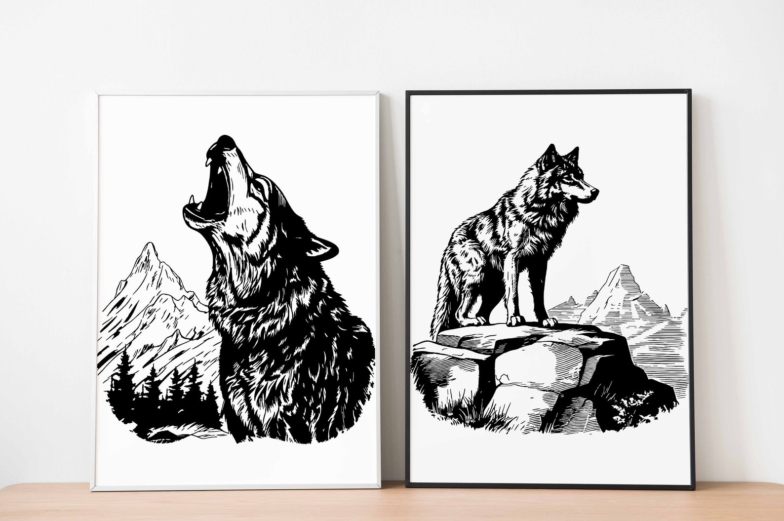 Wolf Pack SVG Clipart Bundle, Wolves Set Vector Clip Art, Vintage Wolf ...