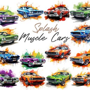 Splash Muscle Cars 84 PNG, Splash Vehicles Clipart Bundle, Hot Rod Car ...