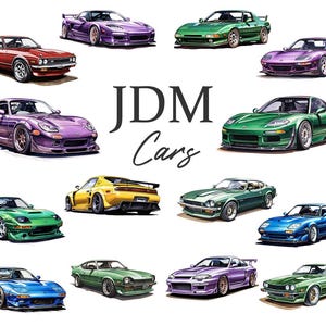 Watercolor JDM Cars 70 PNG, Japanese Tuned Vehicles Clipart Bundle ...