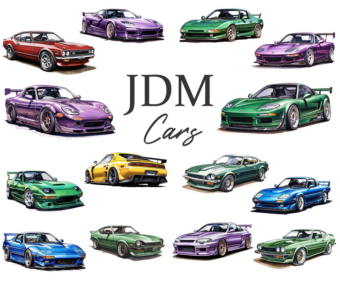 Watercolor JDM Cars 70 PNG, Japanese Tuned Vehicles Clipart Bundle ...