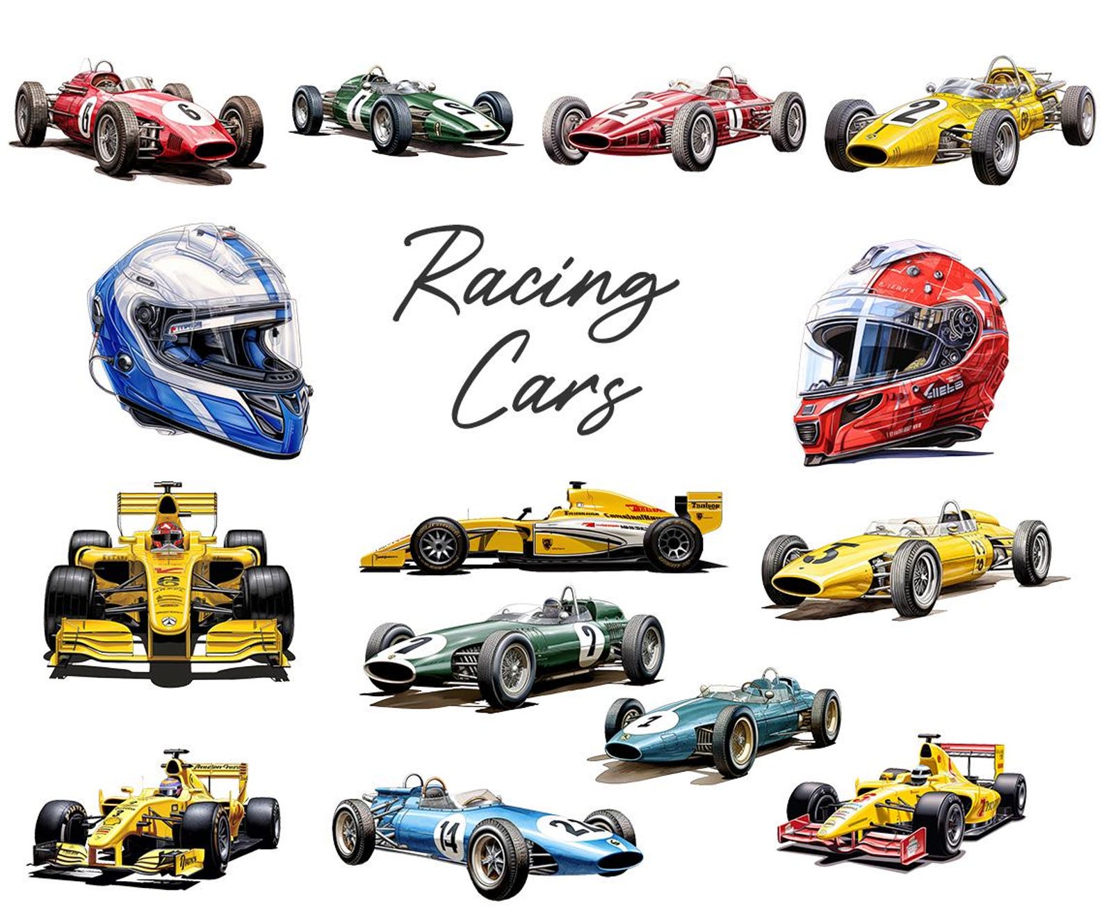 Watercolor Racing Cars 56 PNG, Race Cars Clipart Bundle, Racing Vehicle ...