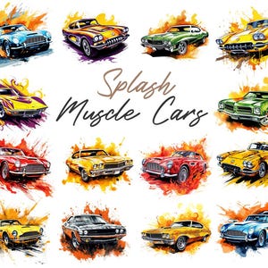 Splash Muscle Cars 84 PNG, Splash Vehicles Clipart Bundle, Hot Rod Car ...